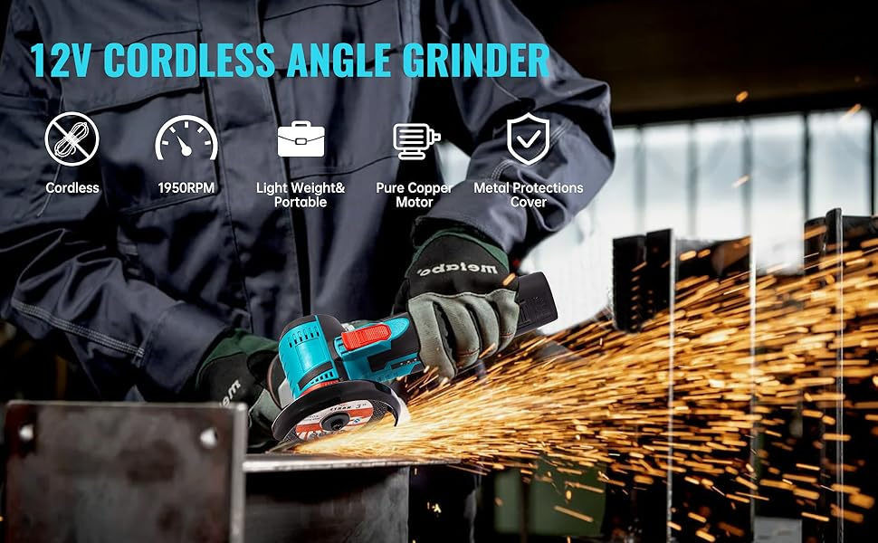 Fast Delivery⚡Mini Angle Grinder Cordless Angle Grinder, 12V 19500rmp ...