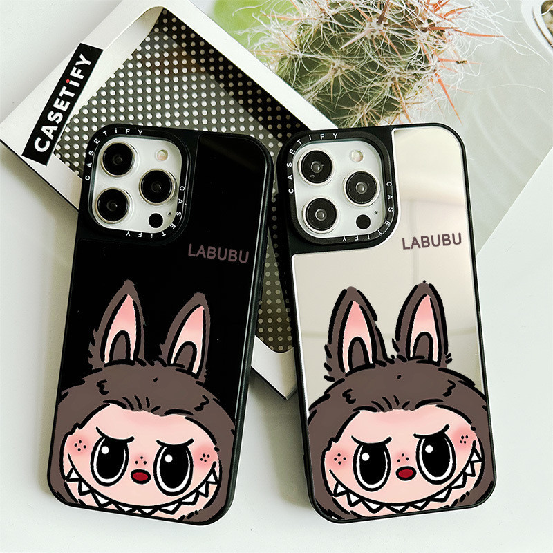 Cute Cartoon Labubu Mirror Casing For IPhone 11 12 13 Mini 14 15 Pro ...
