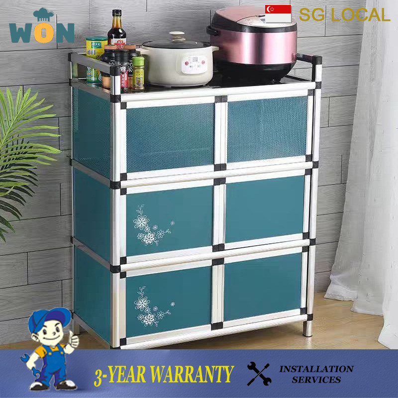 WON Kitchen Cabinet Stainless Steel Cupboards Kitchen Aluminum Alloy ...
