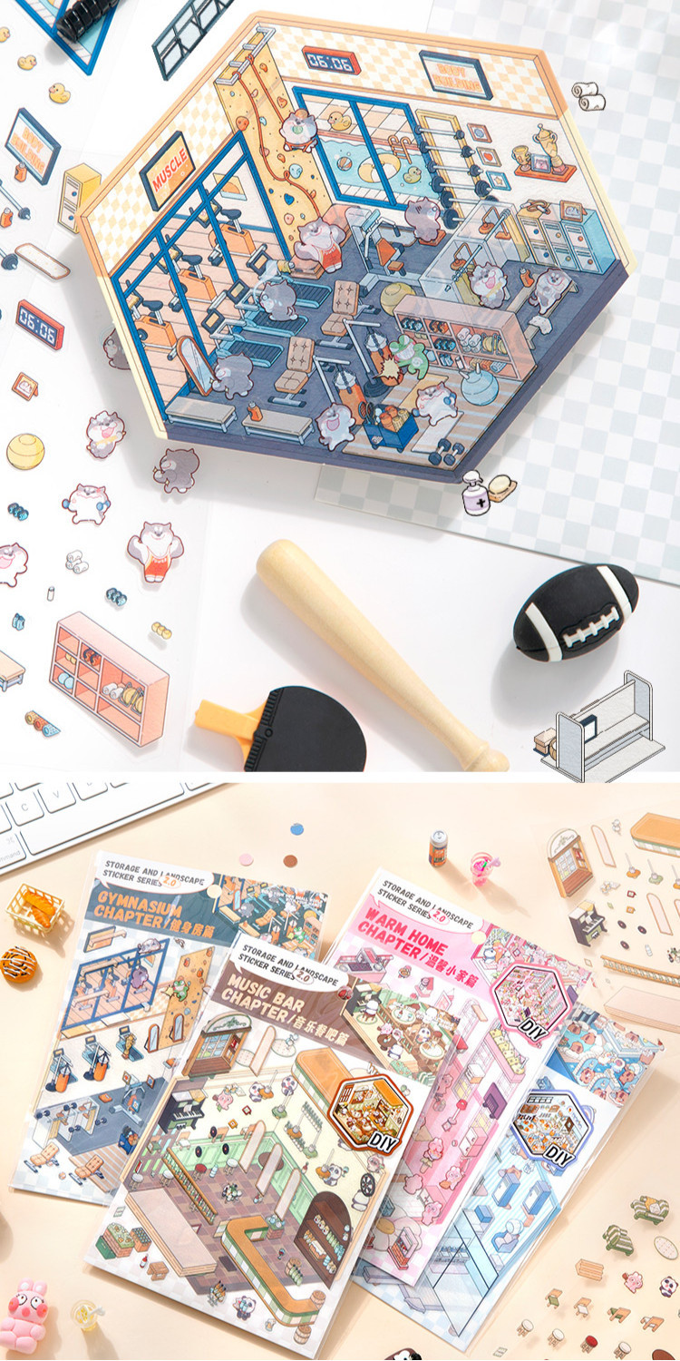 Idako 3D Stickers Miniature [Storage Landscaping Series] Stickers DIY ...