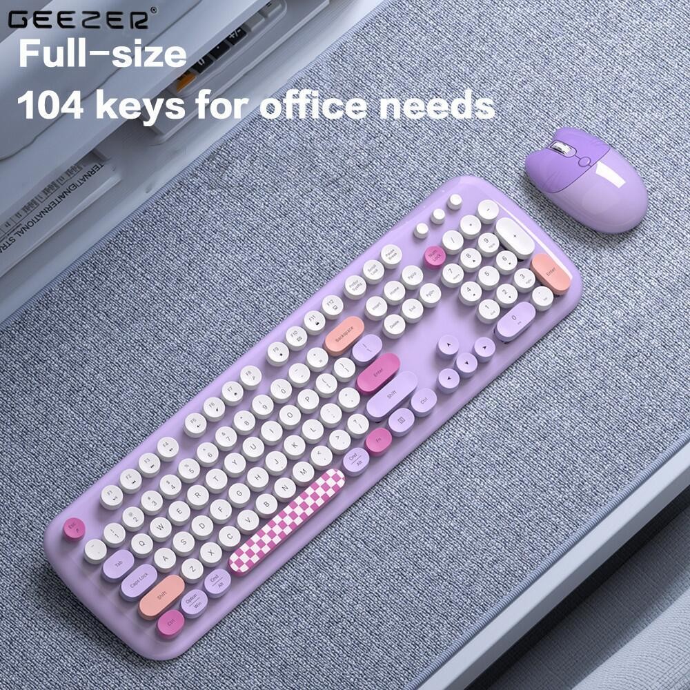 Zero Full Size 2.4Ghz Wireless Keyboard Mouse Set Colorful Ergonomic ...