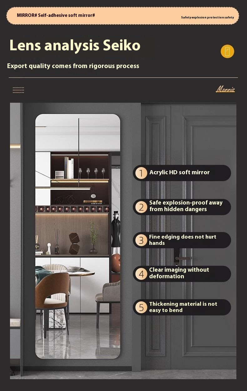 Renter’s Choice Acrylic Mirror Hanging Mirror - No Damage Sticky Back ...