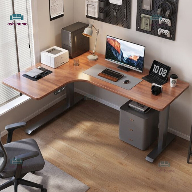 OSH Computer Elevating Table Shape Electric Height Adjustable 180cm ...