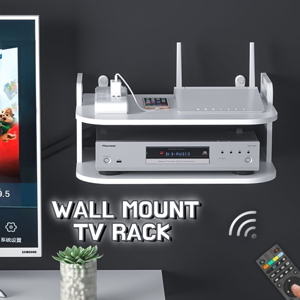 WIFI Wall Shelf Rack Top Box Hanging Floating Storage Space Saver TV ...