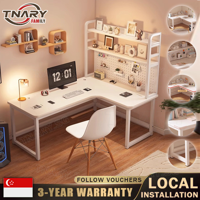 TNARY Study Desk L Shape Computer Table Hole Board Home Office Desk ...