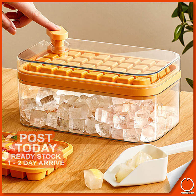 PUSH DEMOLD Dual Layer 64 Grids Ice Cube Tray Food Grade Silicone Jelly ...