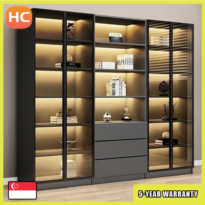 WCD HC Display Cabinet Bookcase Glass Door Storage Cabinet Integrated ...