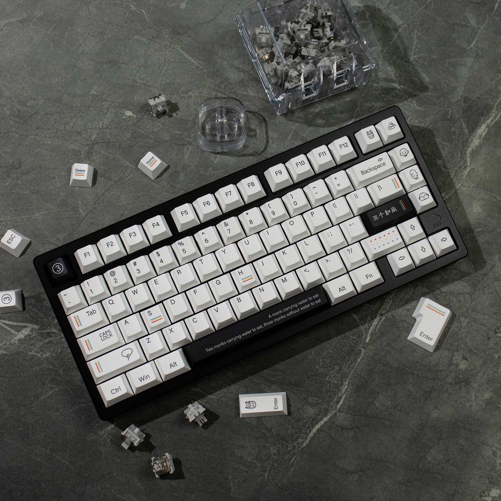 Three Monks Keycaps BOW Milky White / Pure white PBT Cherry Profile ...