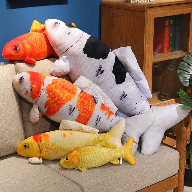 30/40/60/80/100cm Stuffed Toy Stimulated Lucky Fish Koi Fish Plush Doll ...