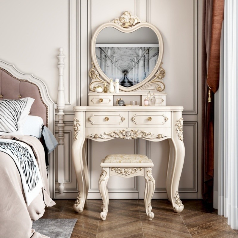 Dressing Table Light Luxury Vanity Table High-grade Solid Wood Dressing ...