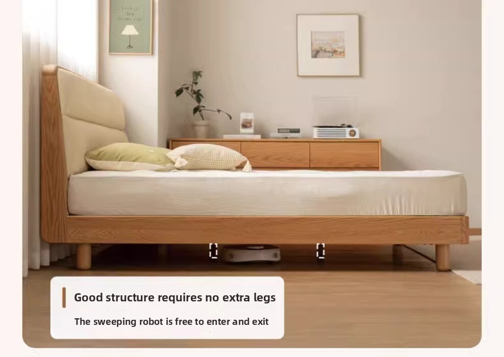 Solid 2 Bed Wood Double Bed Oak Master Bedroom Leather Bed Soft Pack ...