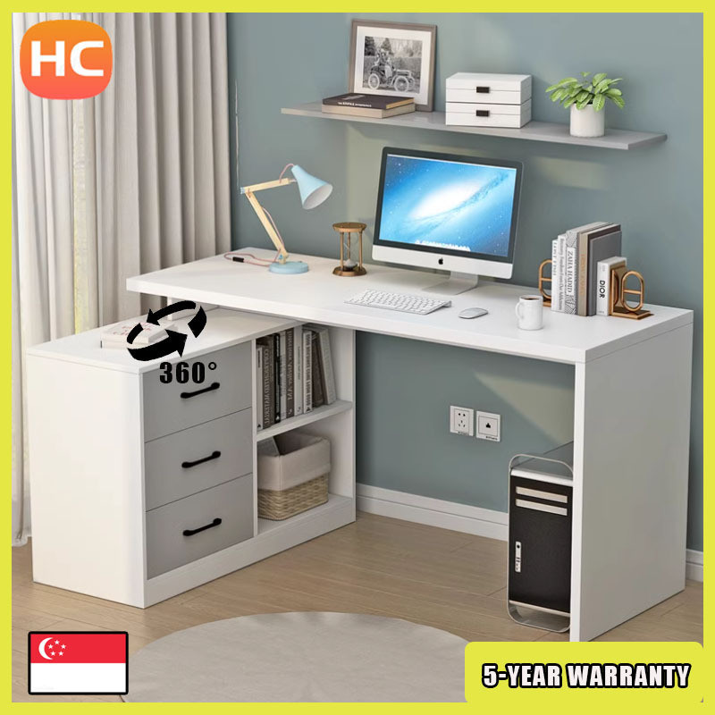 HC Study Writing desk Bookshelf All-in-one Desk L-Shaped Corner Table ...