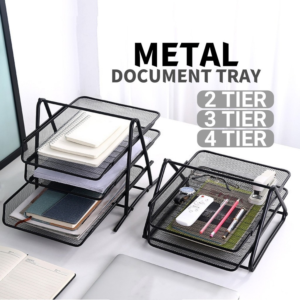 Metal 2/3/4 Tier File Letter Document Tray Collection Paper Holder ...