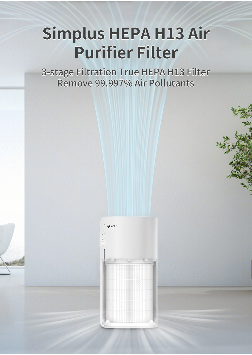 Simplus HEPA H13 Air Purifier Filter 3-Stage Progressive Filtration 005 LVXI-KQ | Shopee Singapore