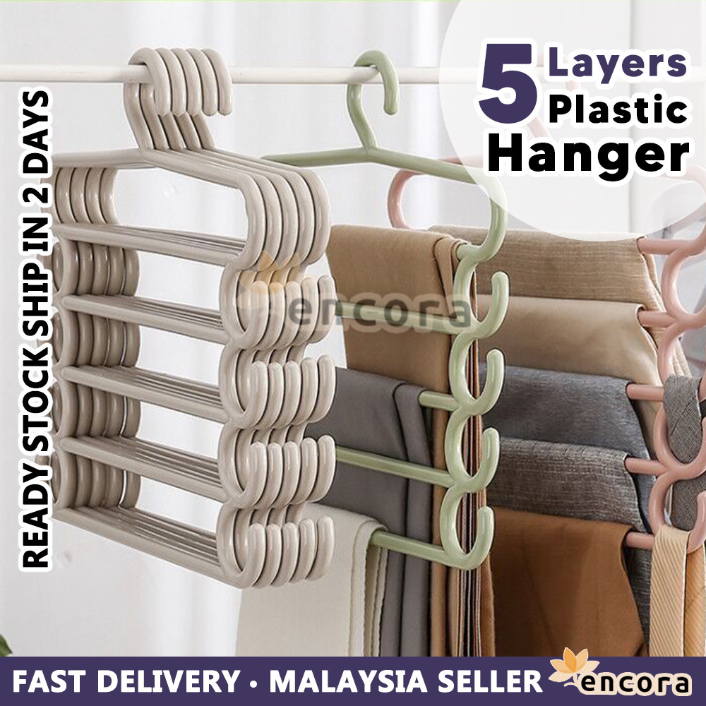 Encora 5 Layers Hanger Tie Clothes Towel Pants Scarf Holder Organizer ...