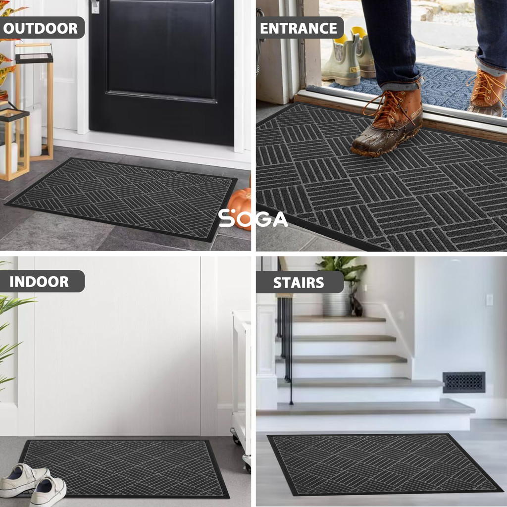 （SG ）SOGA Door Mat Anti-Slip Entrance 45x75 /60x90cm with Rubber Bottom ...