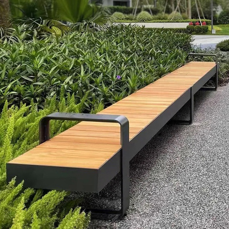 Benches Chairs Minimalist Solid Outdoor Wood Chairs Stainless Steel ...