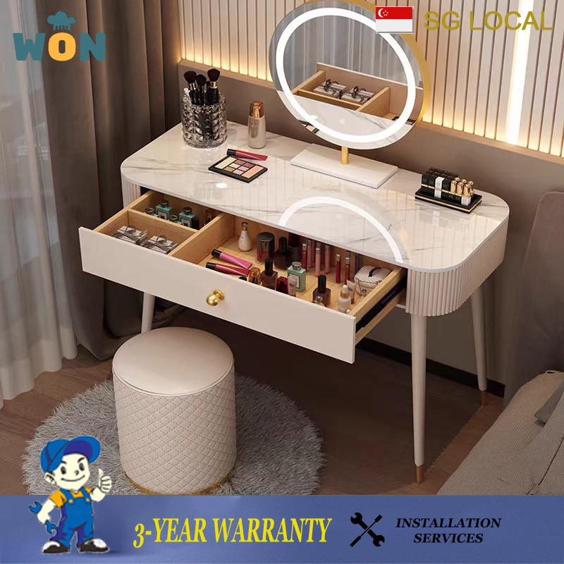 WON Dressing Vanity Wear Scratch Resistant Makeup Table with Mirror and ...
