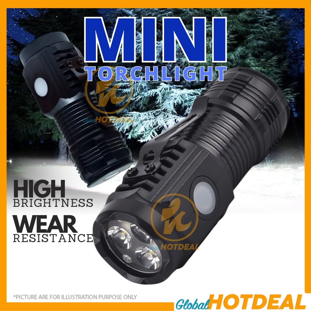 MINI Rechargeable Flashlight High Lumens Super Bright USB-C Charge LED ...