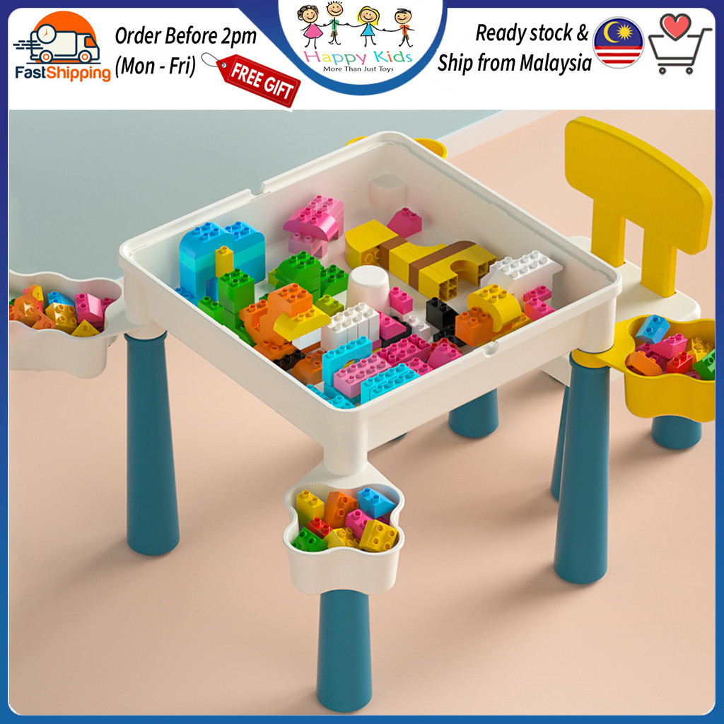 [Happy Kids] Large Kids Multi-Function Table Building Blocks Compatible ...