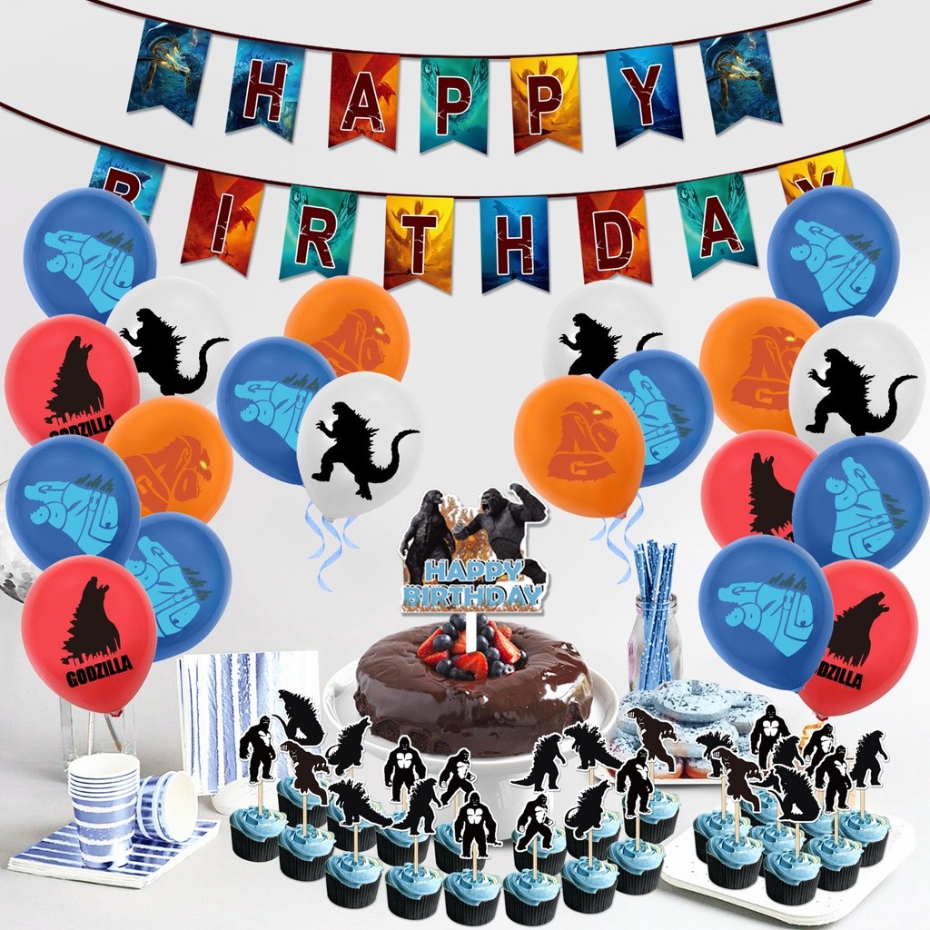 Godzilla vs Kong Theme Birthday Party Decorations Set Kids Baby ...