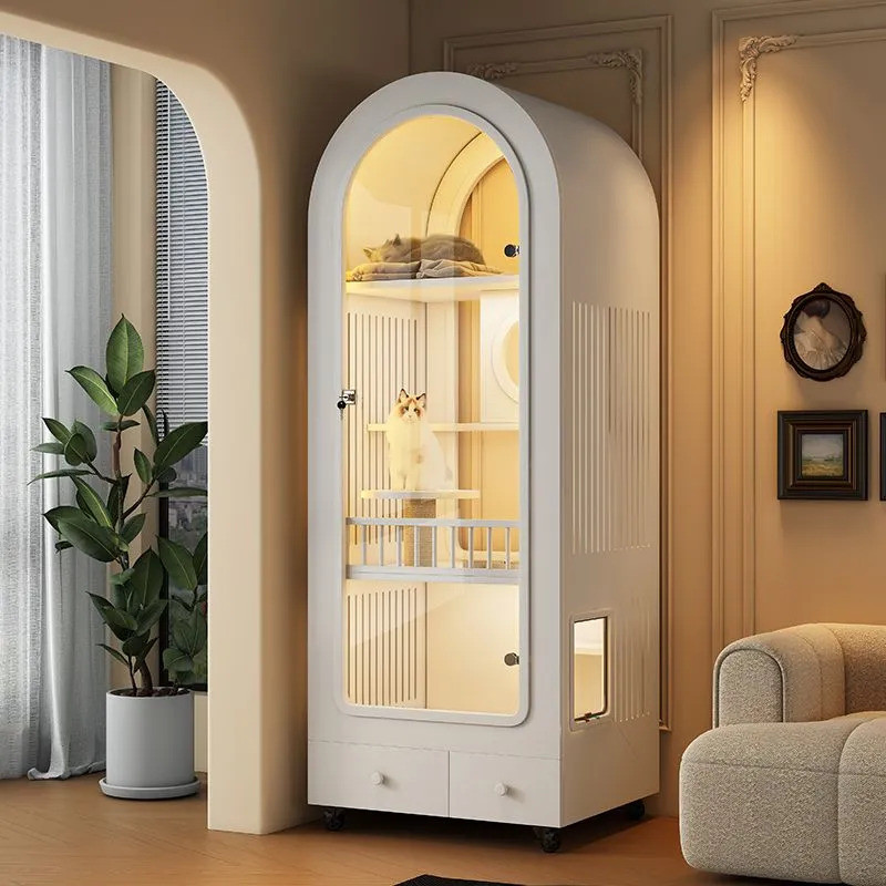 Wood Solid French Arch Cat Cat Villa Style Cabinet With Integrated ...