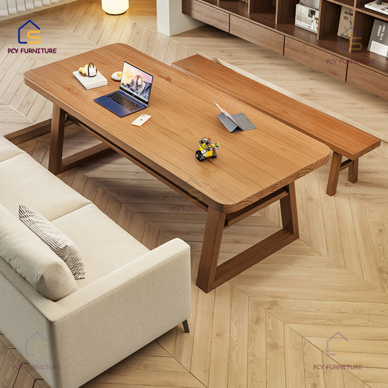 PCY Solid Wood Long Desk Workbench Home Double Reading Study Table ...