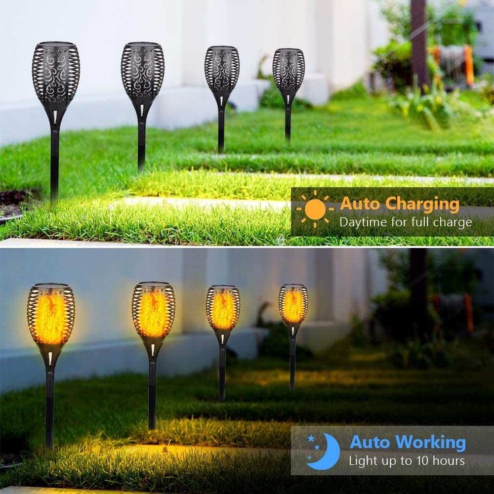HARI RAYA HAJI SPECIAL Flame Solar Garden Light Outdoor Lighting Torch ...