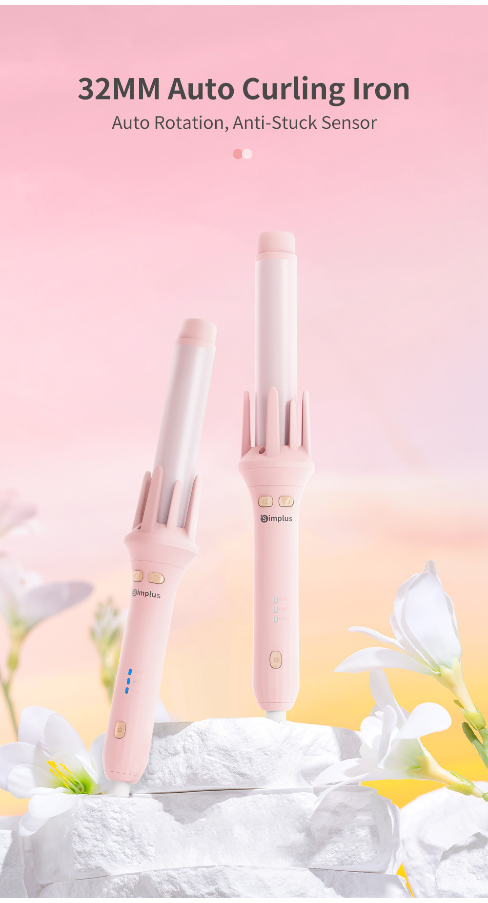 Simplus Auto Curling Iron丨32MM丨Big Curls Loose Waves丨No-Damage Hair ...