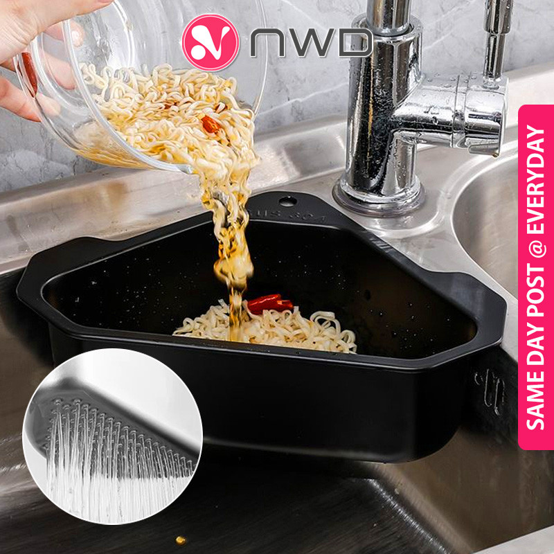 QUICK DRAIN 》Stainless Steel Kitchen Sink Strainer Triangle Hanging ...