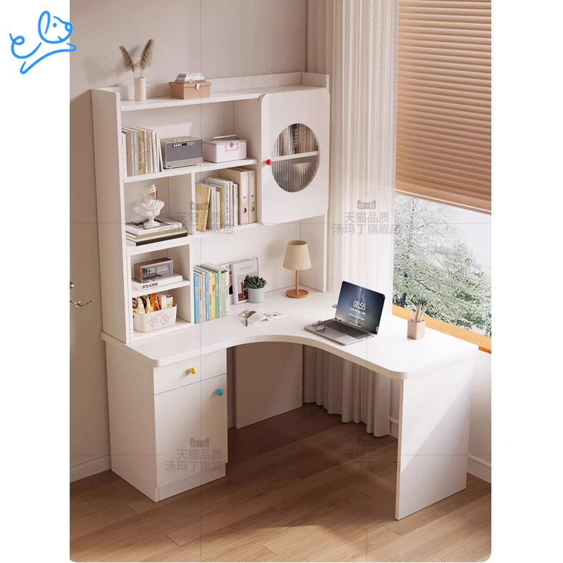 DG Corner Bookshelf Integrated Computer Cream Wind Solid Wood ...