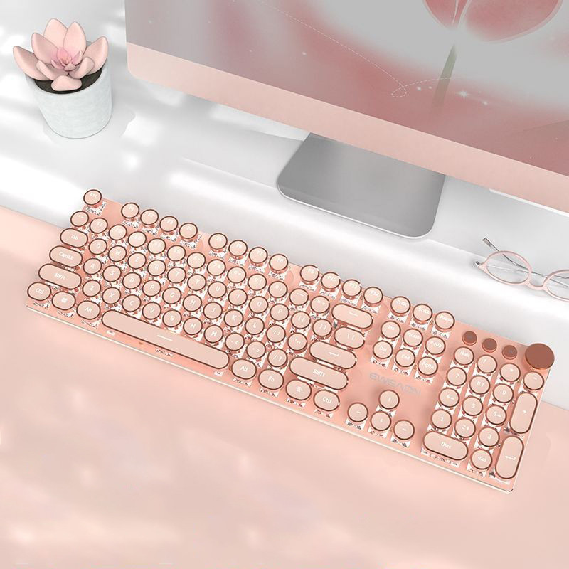 104-Keys Wired Keyboard Mechanical Keyboard Circular Punk Keycap Type-C ...