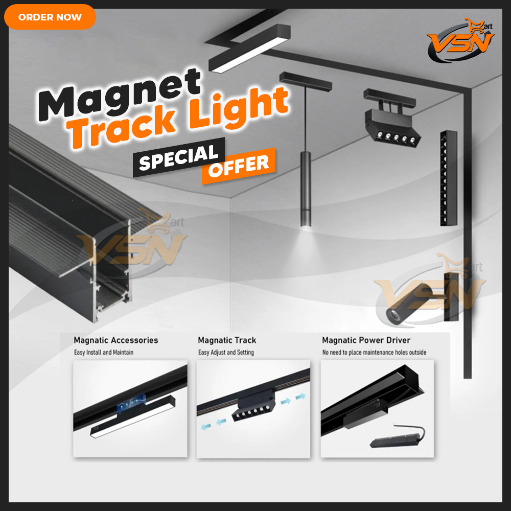 LED Magnetic Track Light Magnet Pendant Lamp Grille Folding Flood Spot ...