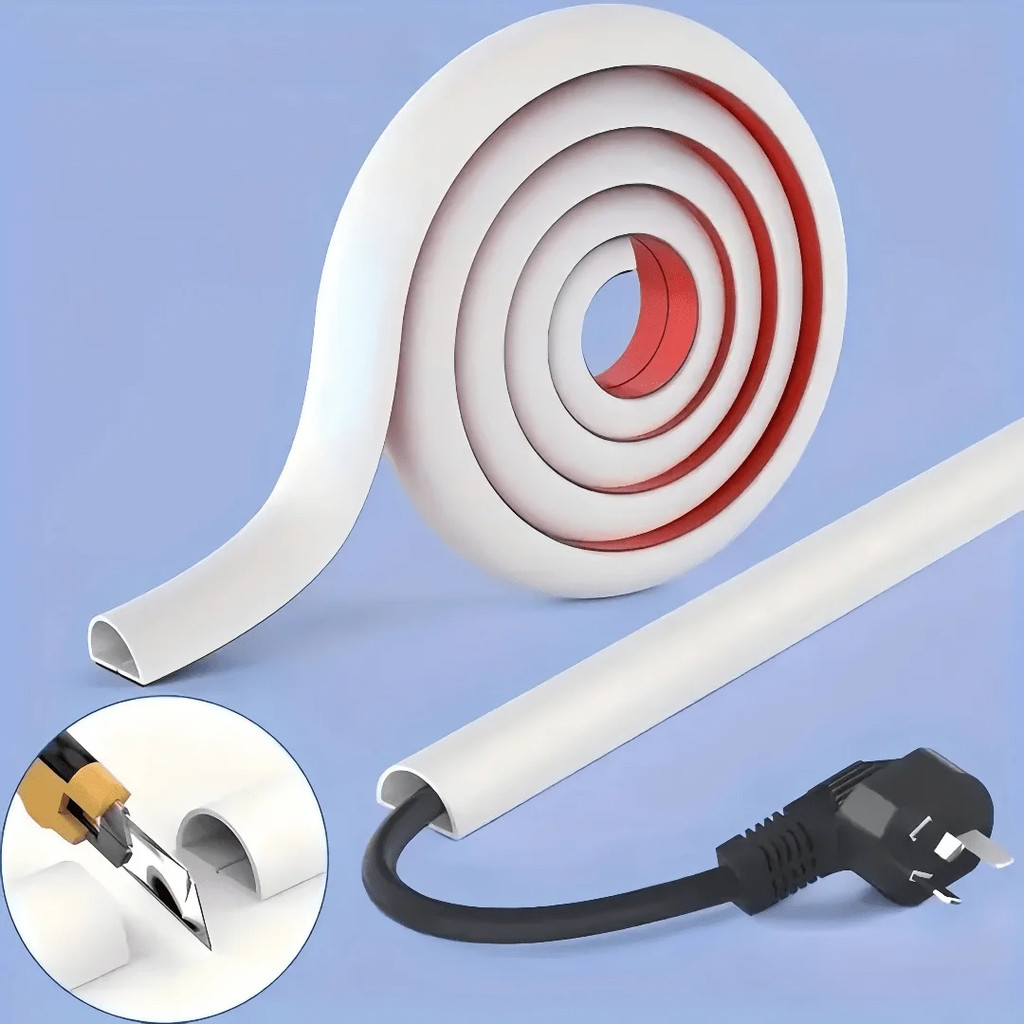Soft Floor Cable Cover PVC Cord Protector Self-Adhesive Power Cable ...
