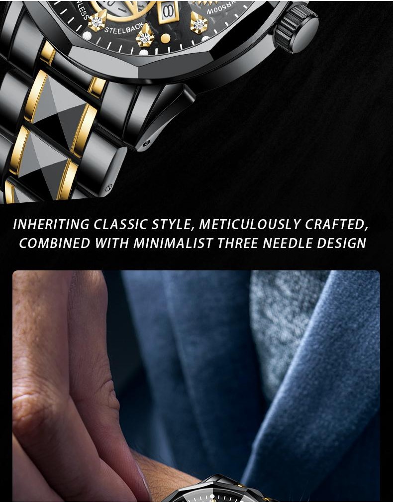 POSHI new automatic Men's Watch Rhombus Mirror non-mechanical watches ...