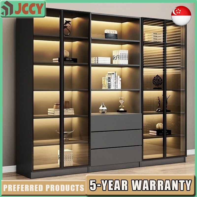 JCCY bookcase storage cabinet display cabinet Glass Door Combination ...