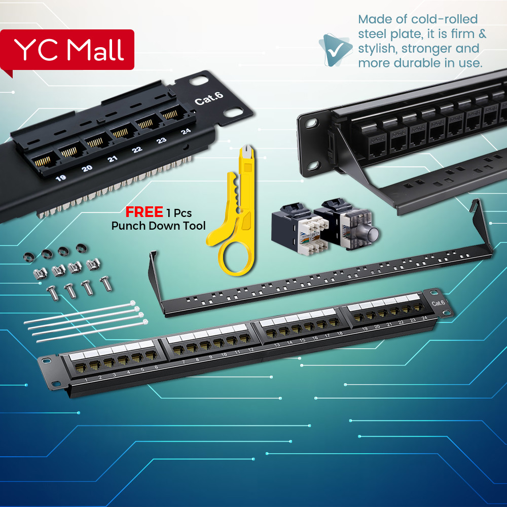 24/48 Ports Cat5E Cat6 Cat6A Cat7 RJ45 19" 1U Rackmount Full Loaded ...