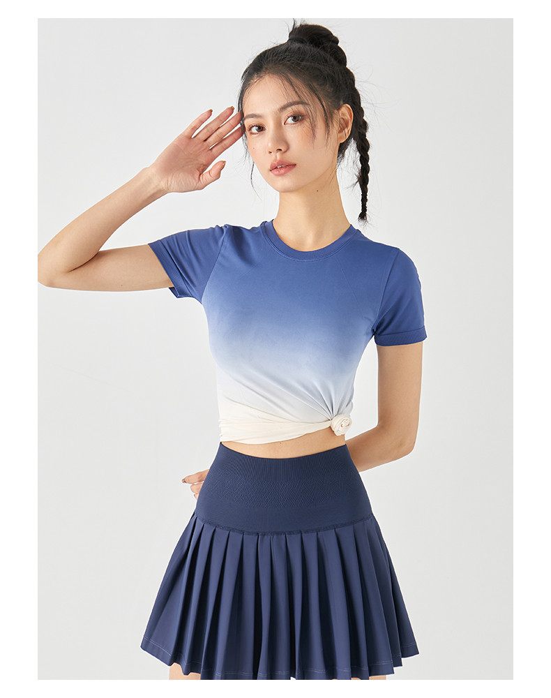 Leorrey Sports T-Shirt Gym Top Gradient Macarons Sports Top Yoga Top ...