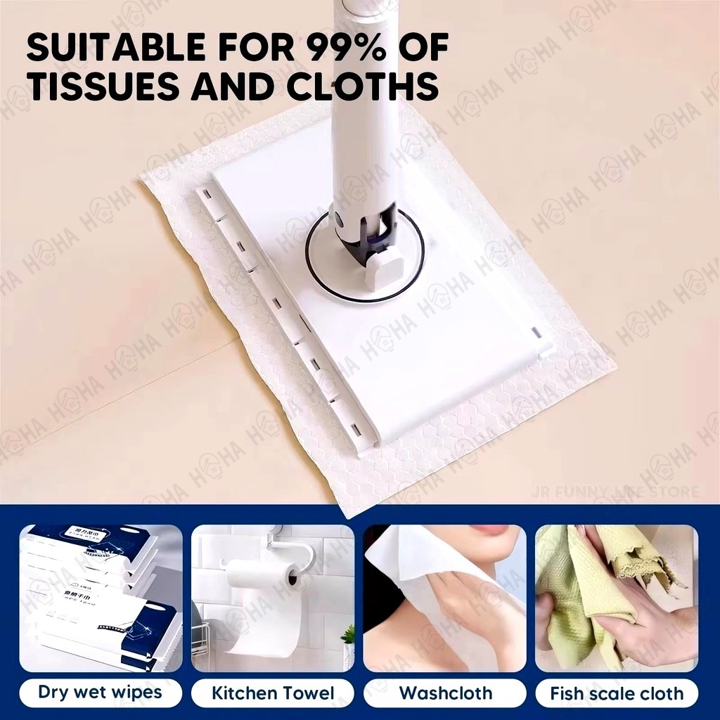 【Free Clip】Electrostatic Flat Mop Clip On Mop Tisu Pengelap Lantai Mop ...