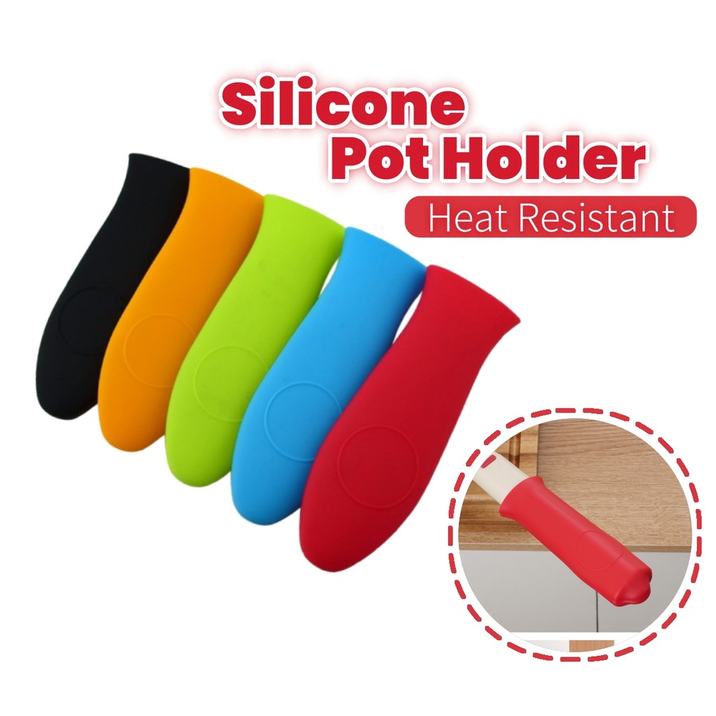 (1 PCS) Silicone Pot Handle Anti Slip Pan Grip Cover Pot Holder Heat ...