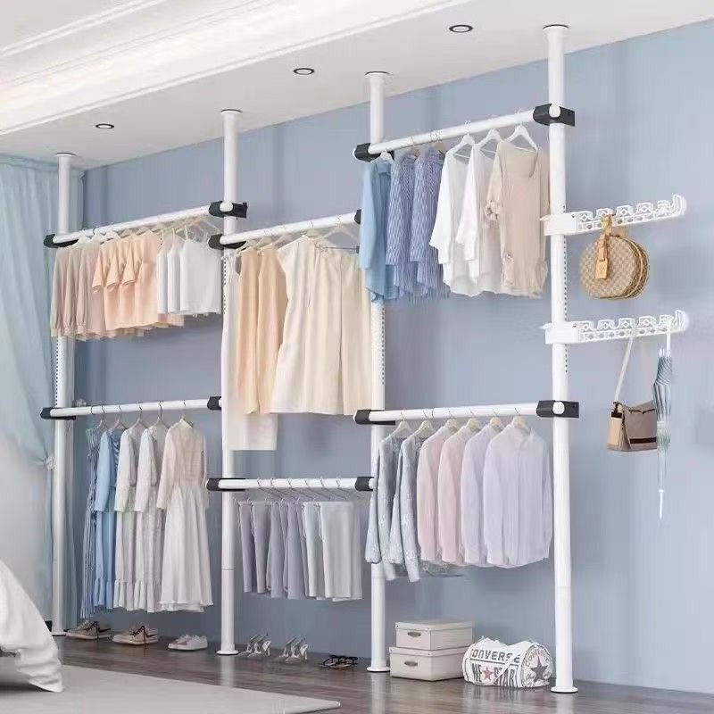Floor-to-ceiling Metal Clothes Pole Hanger Rack | Adjustable Clothes ...