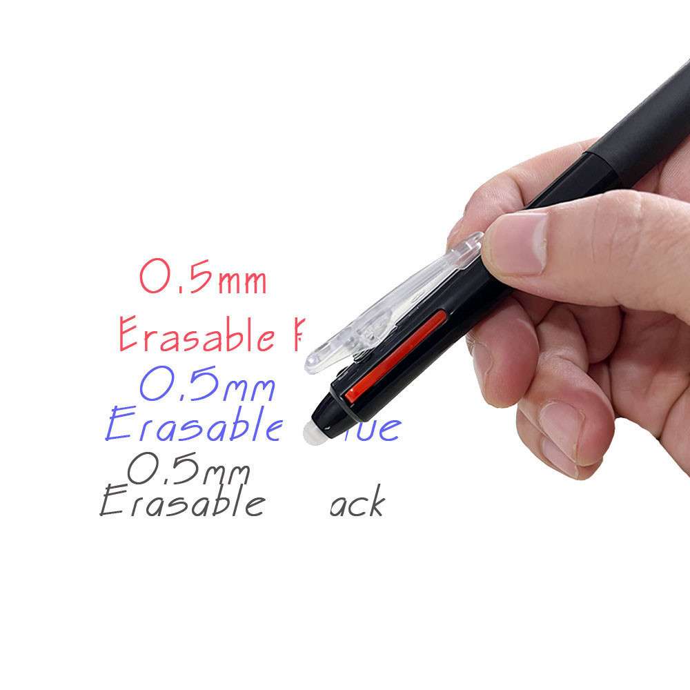 3 in 1 Multi Color Press Erasable Pen 0.5mm Red, Black and Blue Three ...