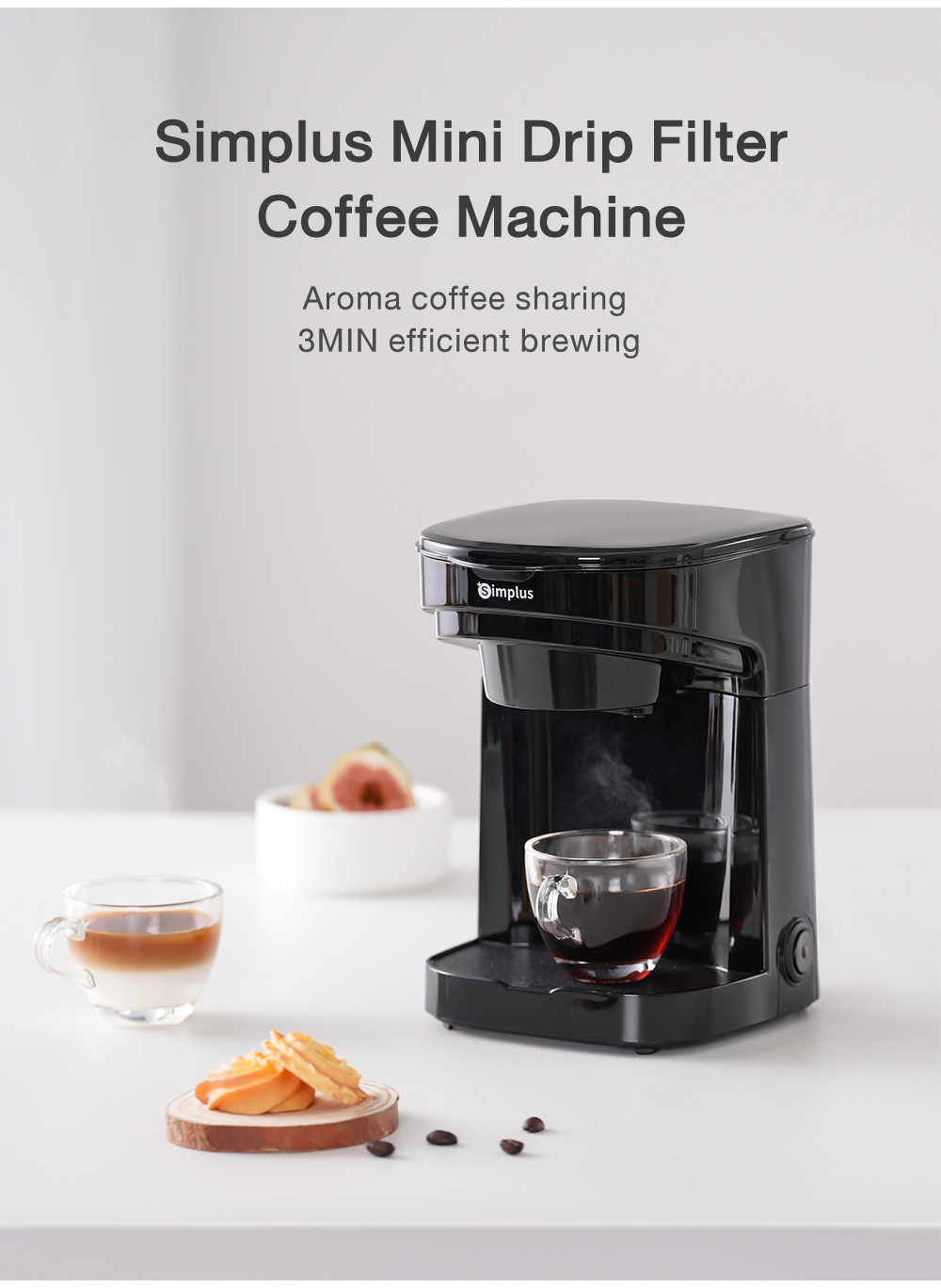 Simplus Coffee Maker | Single/Dual Cup Design | 3mins Efficient Brewing ...