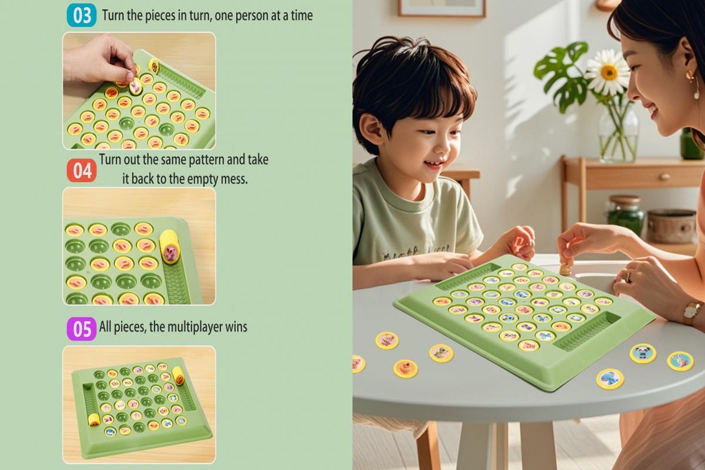 /LO/ Travel-friendly Chess Board Flip Chess Game Cartoon Memory Reversi ...