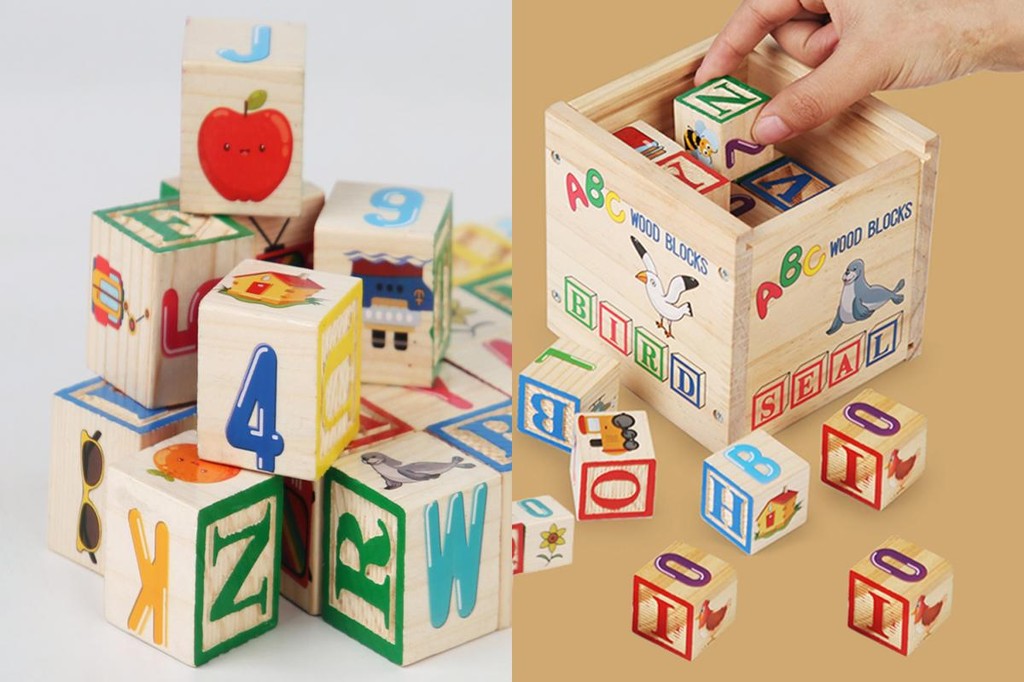 Children Educational Blocks Abc Building Blocks Set Wooden Building ...
