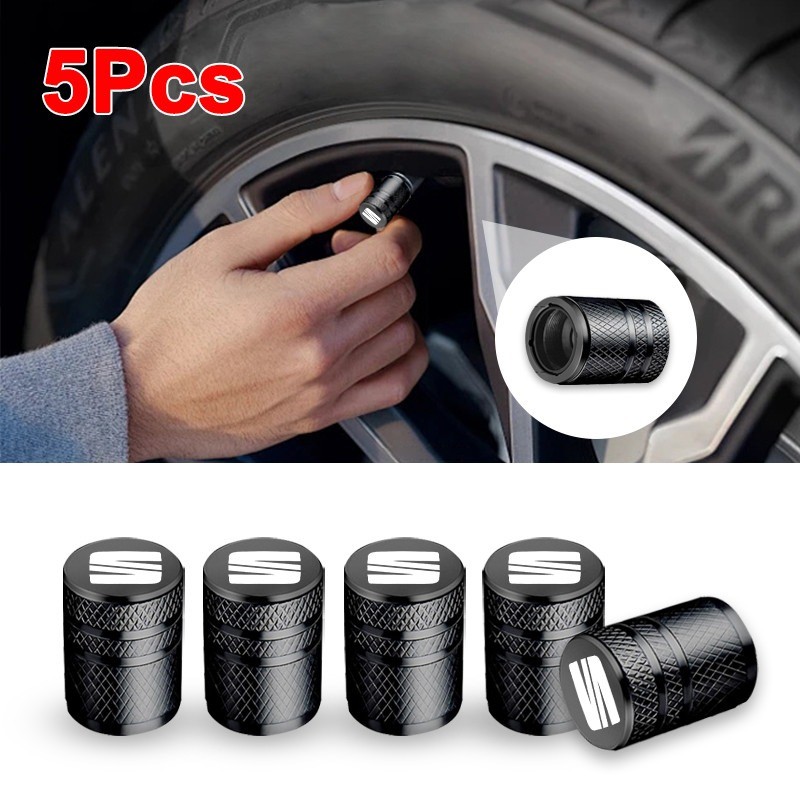 5pcs Metal Car Wheel Tire Valve Air Stem Cap Dust Covers For SEAT Ibiza ...