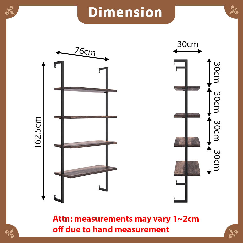 Encora 4 Tier Wall Mounted Book Shelf Rak Dinding Storage Organizer ...