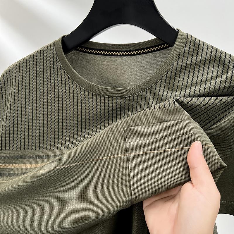Men's Casual Short Sleeved Round Neck T-shirt with Pockets Breathable ...