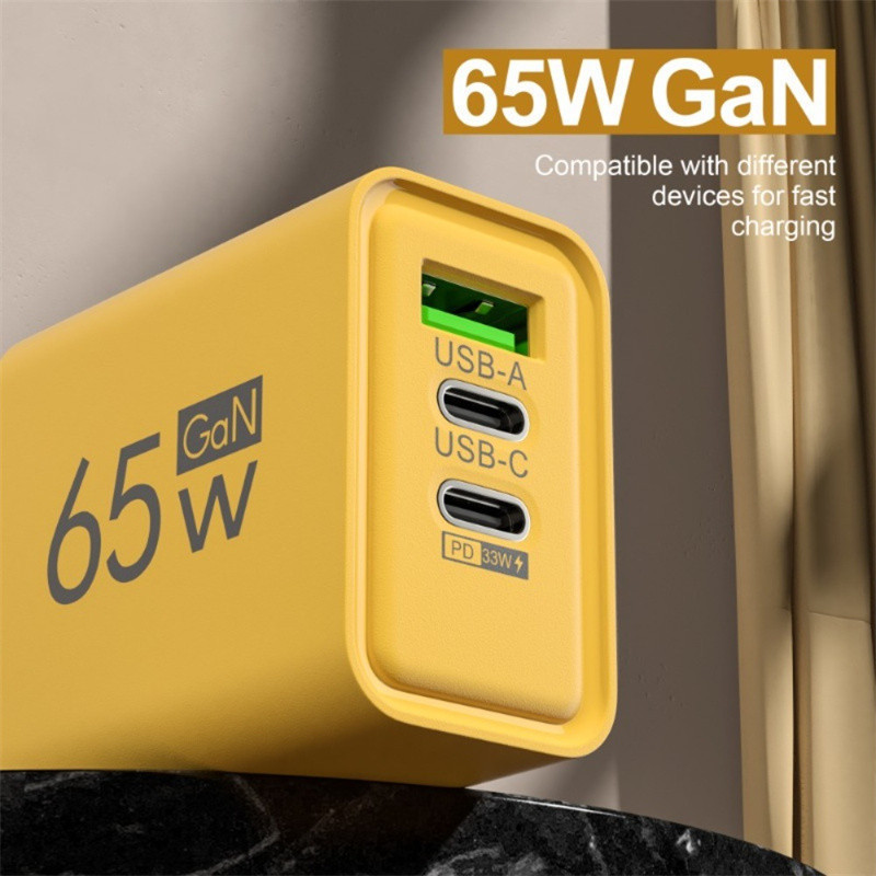 65W Three Port Charger Set - Type C QC3.0 Fast Charging PD USB Charger ...