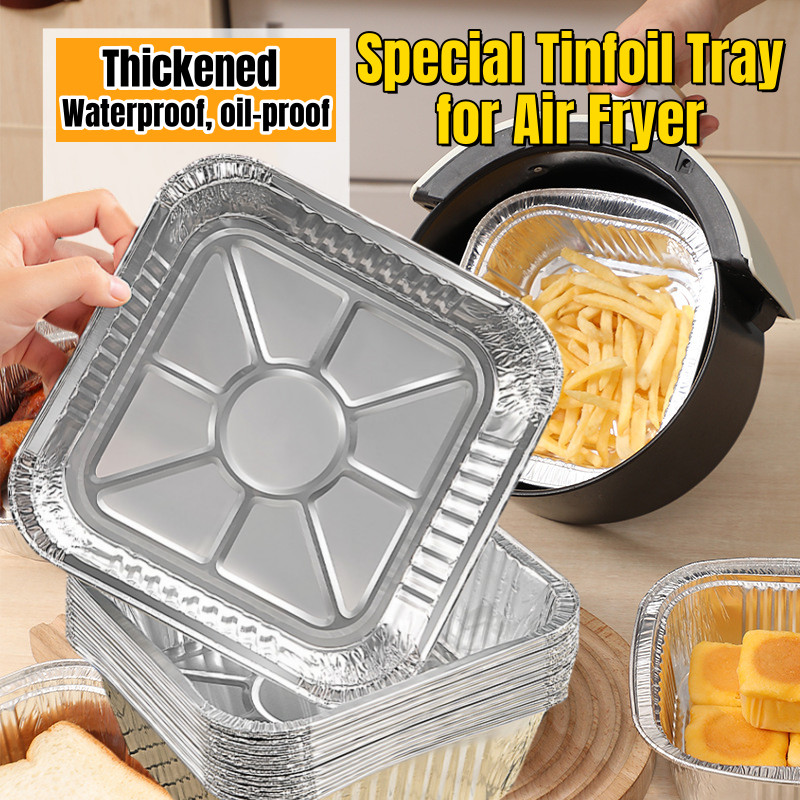 【SG Seller 🚚】50Pcs/Set Air Fryer Aluminium Tin Foil Square Tray Square ...